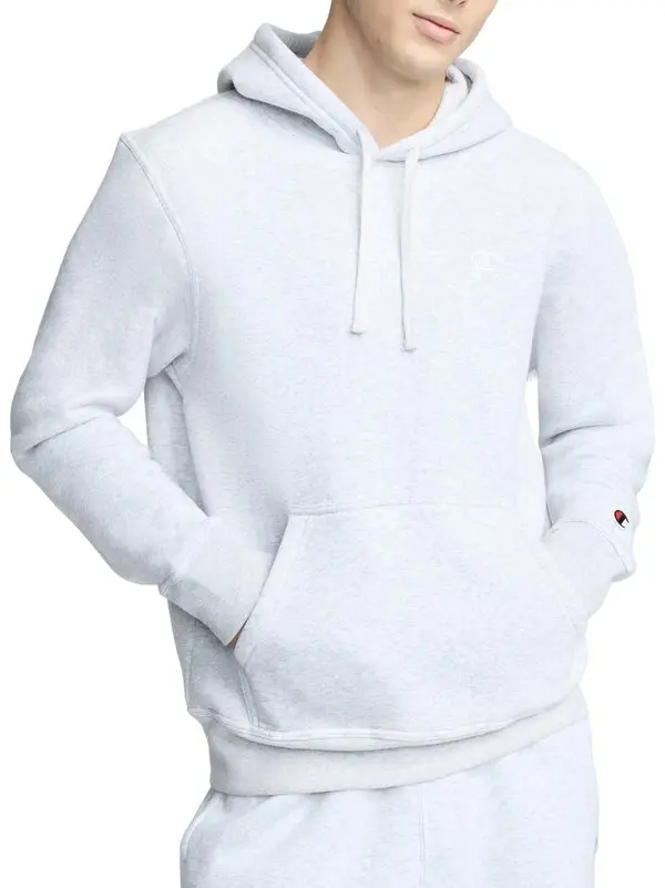 Champion Powerblend C Logo Hoodie - Platinum Silver Heather