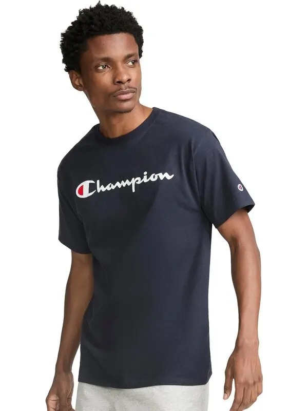 Champion Classic Graphic T-shirt, Script Logo - Deep Navy