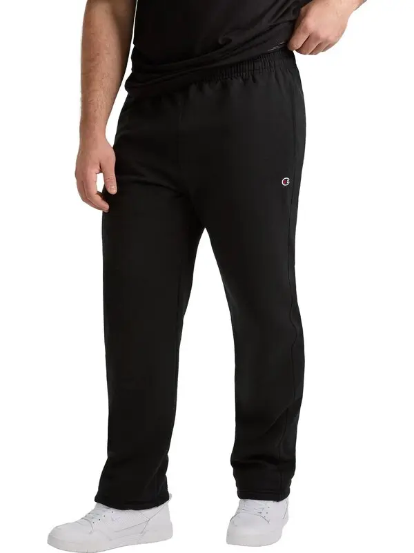 Champion Powerblend Sweatpants, Open Hem, C Logo Big & Tall - Black