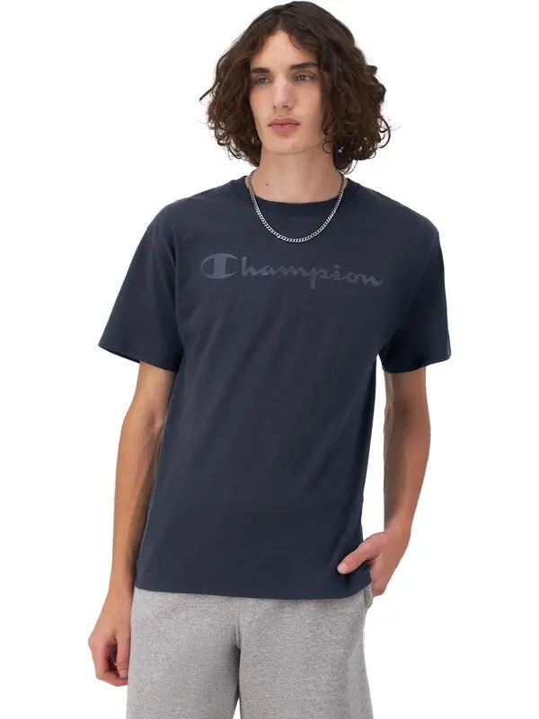Champion Classic Graphic T-shirt, Tonal Script Logo - Deep Navy