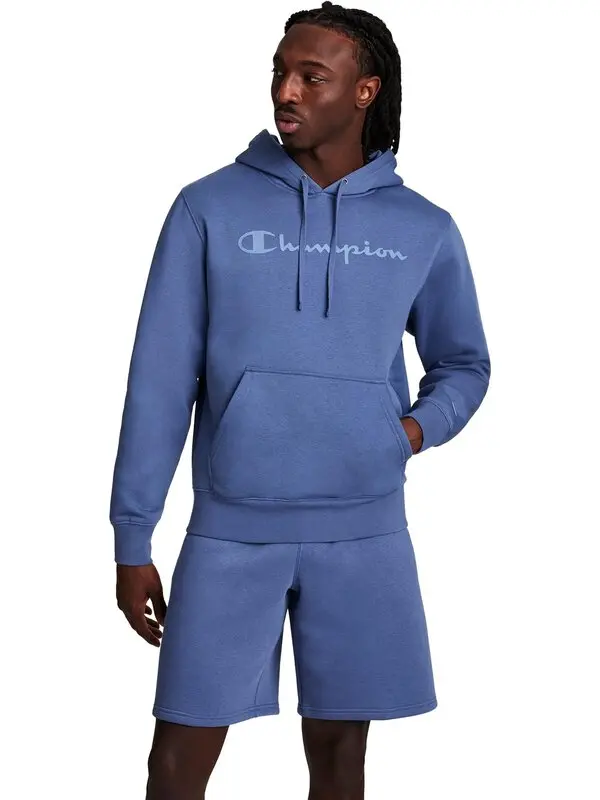 Champion Powerblend Fleece Hoodie With Tonal Script Logo - Coastal Fjord