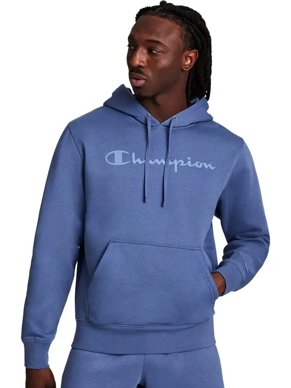 Champion Powerblend Fleece Hoodie With Tonal Script Logo - Coastal Fjord