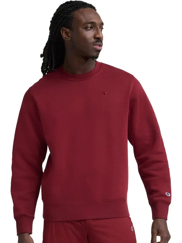 Champion Powerblend Fleece Crewneck Sweatshirt With C Logo - Pomegranate