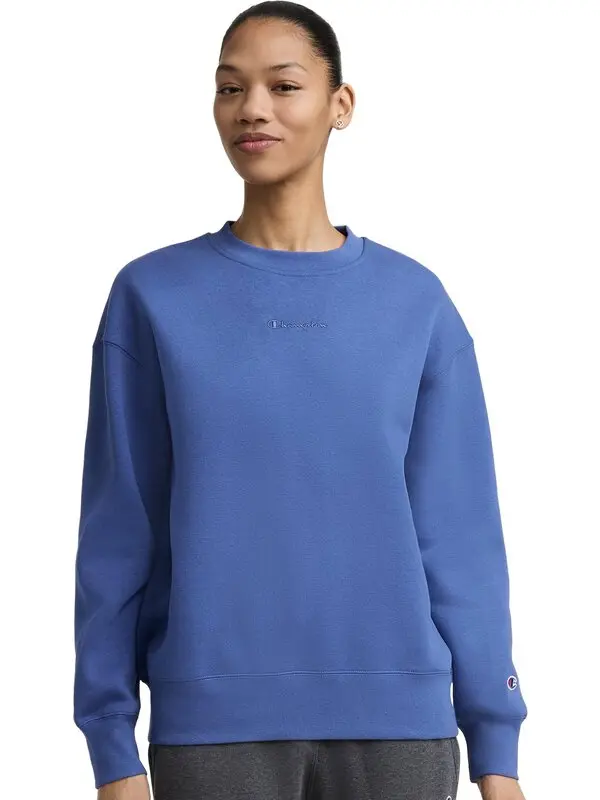 Champion Powerblend Crewneck Sweatshirt With Embroidered Script Logo - Coastal Fjord
