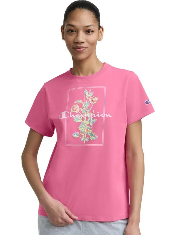 Champion Graphic T-shirt With Logo - Pink Cosmos