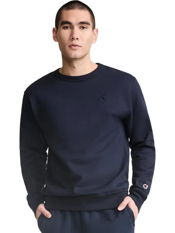 Champion Powerblend Fleece Crewneck Sweatshirt With C Logo - Deep Navy