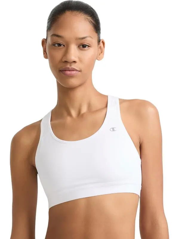 Champion Compression Sports Bra, C Logo - White