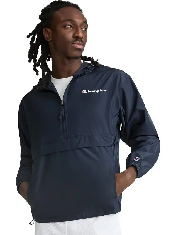 Champion Stadium Packable Jacket With Script Logo - Navy