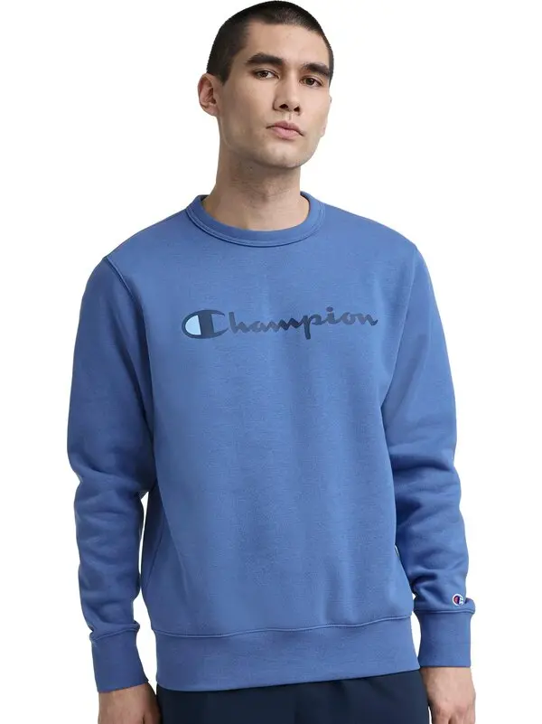 Champion Powerblend Fleece Crewneck Sweatshirt With Classic Script Logo - Coastal Fjord