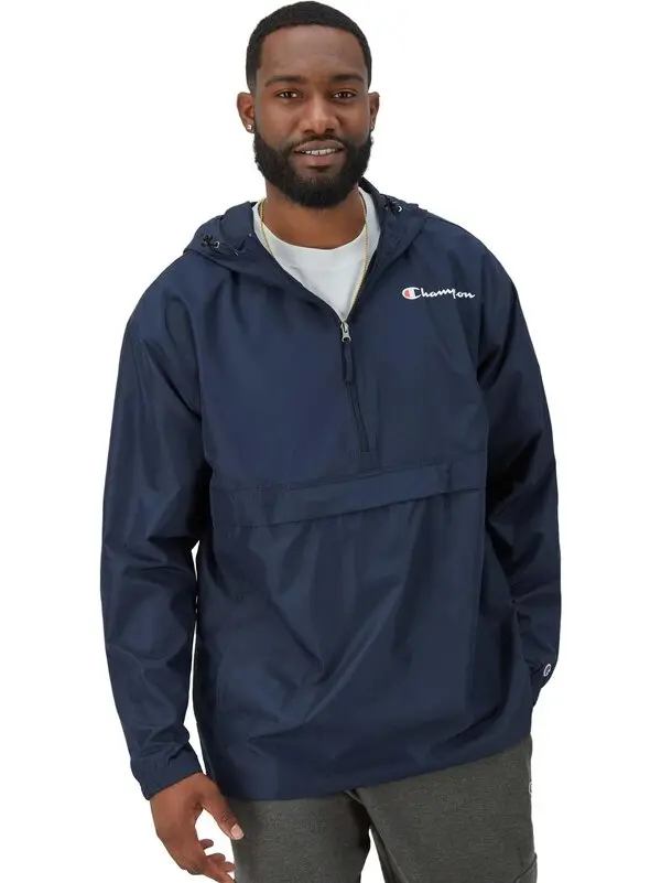 Champion Stadium Packable Jacket, Script Logo Big & Tall - Navy