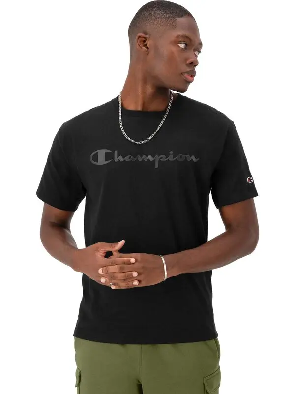 Champion Classic Graphic T-shirt, Tonal Script Logo - Black