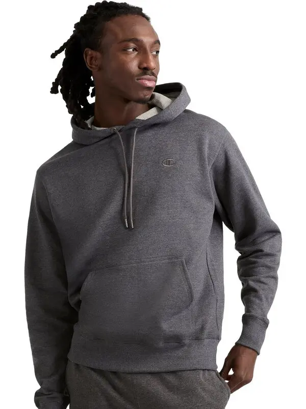 Champion Powerblend C Logo Hoodie - Granite Heather