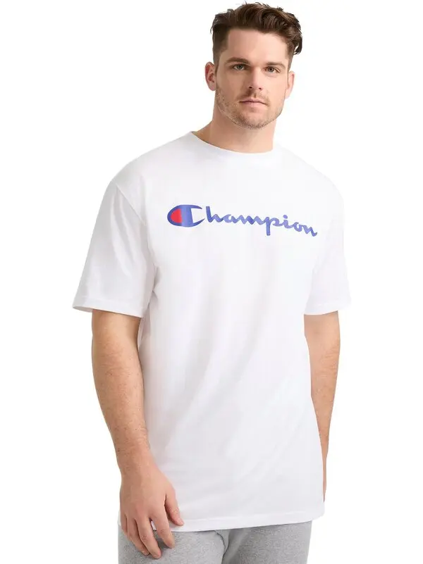 Champion Classic Graphic T-shirt, Script Logo Big & Tall - Bright White