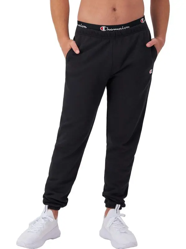 Champion Reverse Weave Small Logo Cinched Sweatpants - Black