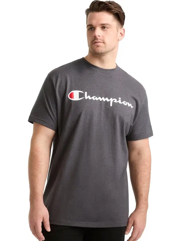 Champion Classic Graphic T-shirt, Script Logo Big & Tall - Granite Heather