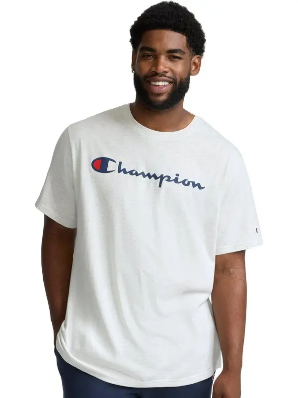 Champion Classic Graphic T-shirt, Script Logo Big & Tall - Platinum Silver Heather