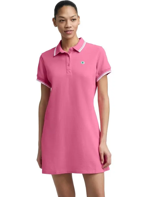 Champion Off The Court Polo Shirt Dress - Pink Cosmos