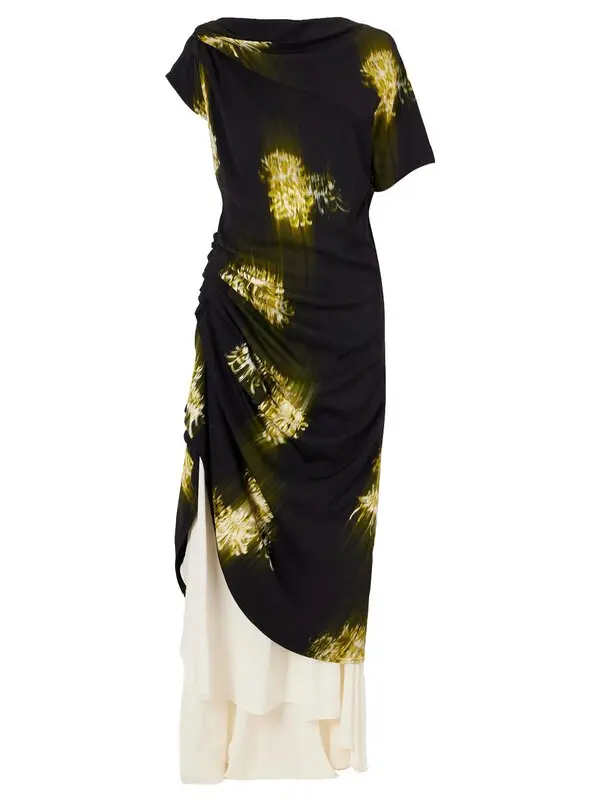 Proenza Schouler Antonella Tiered Printed Maxi Dress - Black