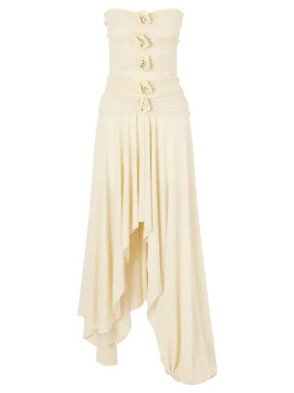 MAYGEL CORONEL Andi Draped Jersey Maxi Dress - Cream