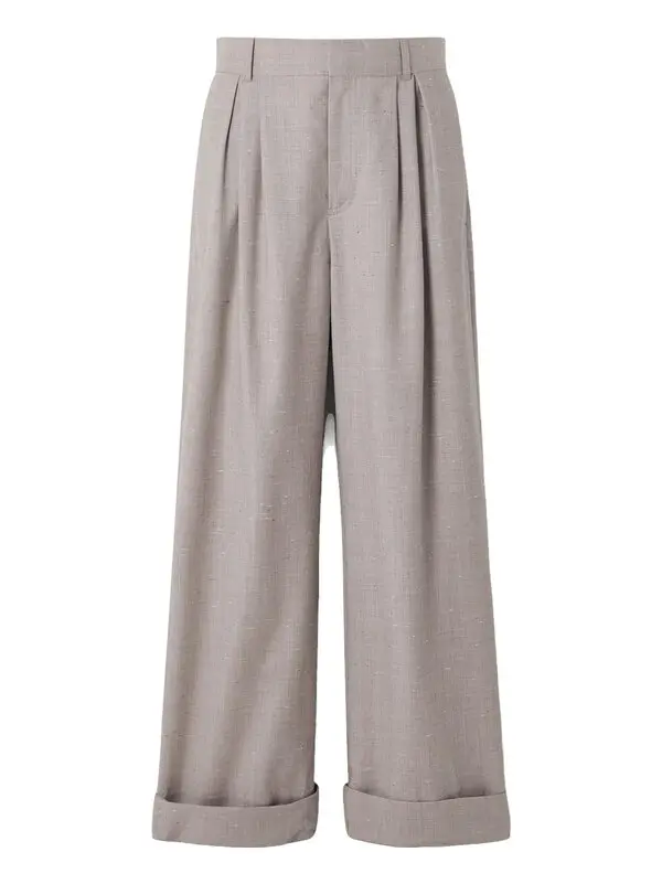 Loulou De Saison Davy Pleated Wide-leg Pants - Gray