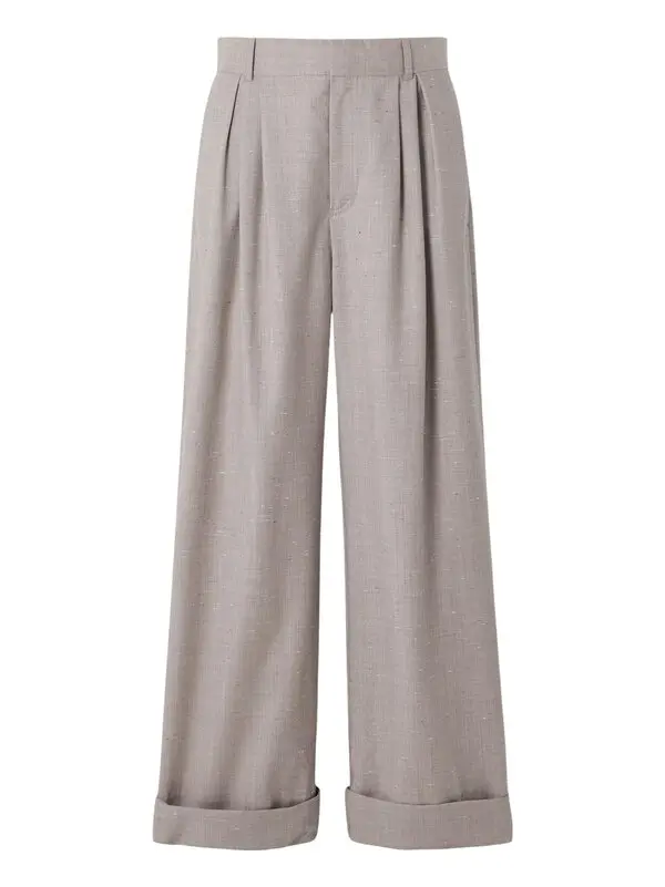 Loulou De Saison Davy Pleated Wide-leg Pants - Gray