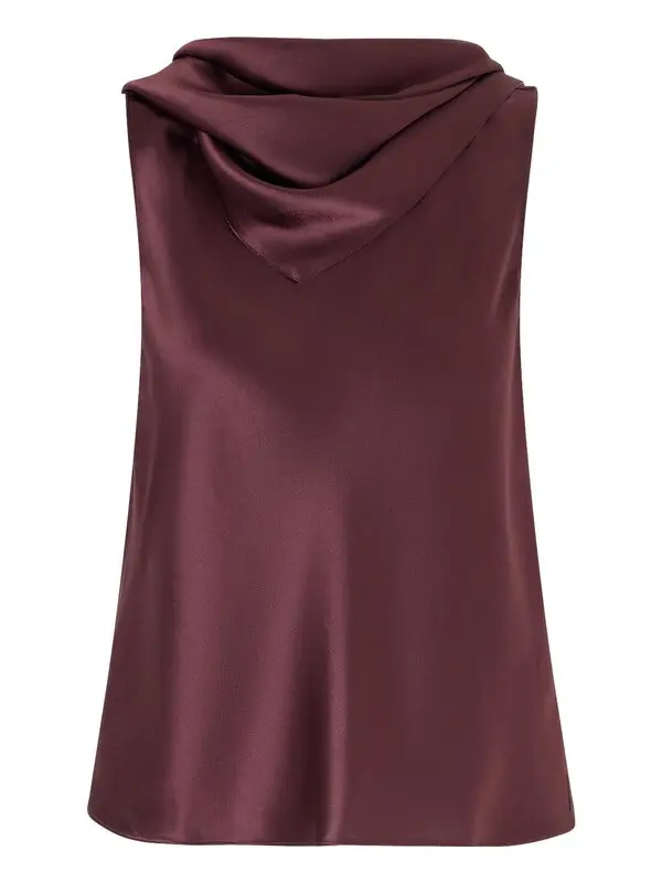 LESET Barb Draped Satin Blouse - Burgundy