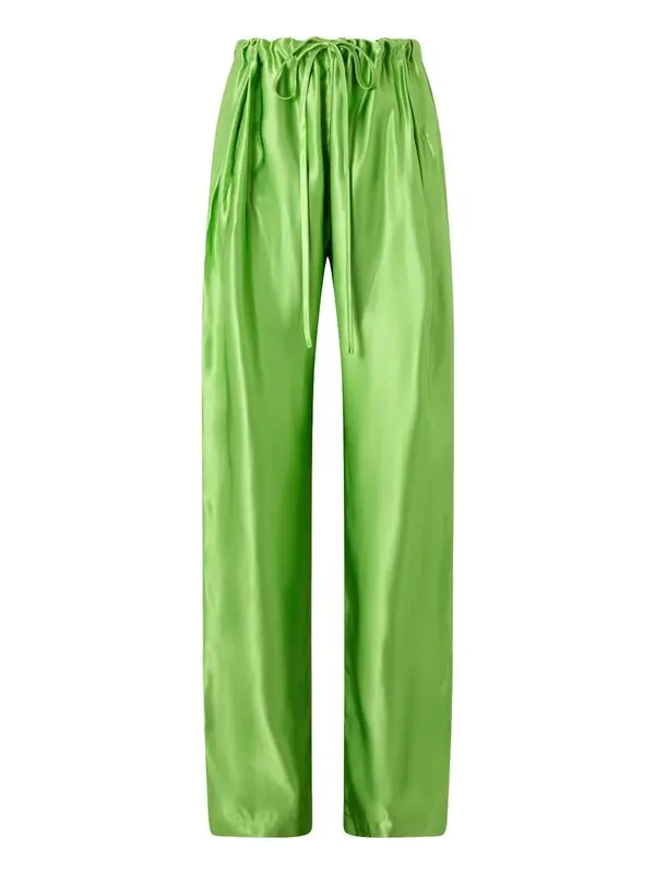 Khaite Rohen Satin Pants - Green