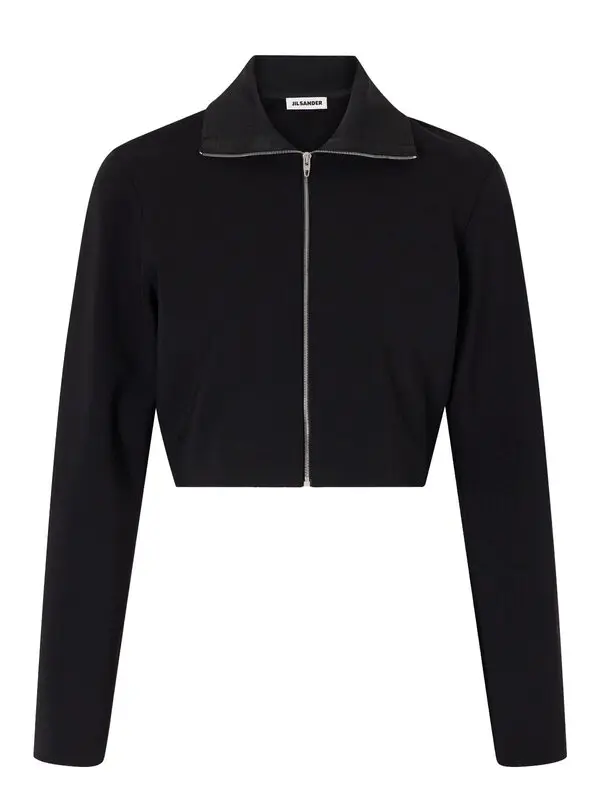 JIL SANDER Cropped Crepe Jacket - Black