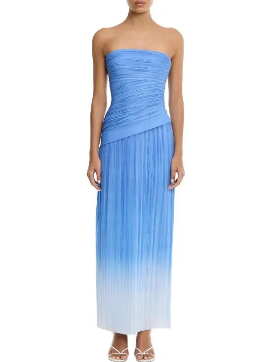 Significant Other Nesta Plissé Strapless Maxi Dress - Cornflower Mist