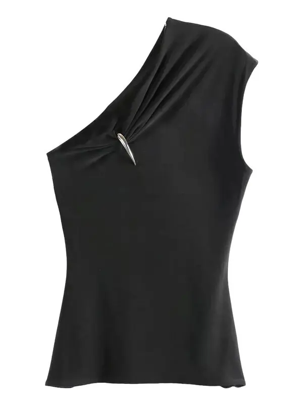 GRACE LING Claw One-shoulder Top - Black