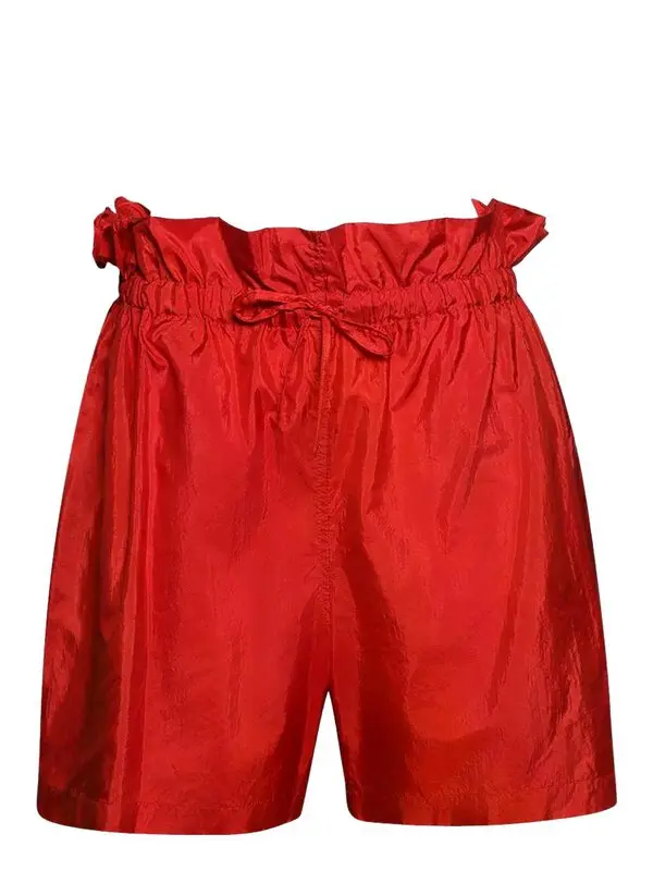 JIL SANDER Ruffled Drawstring Shorts - Red