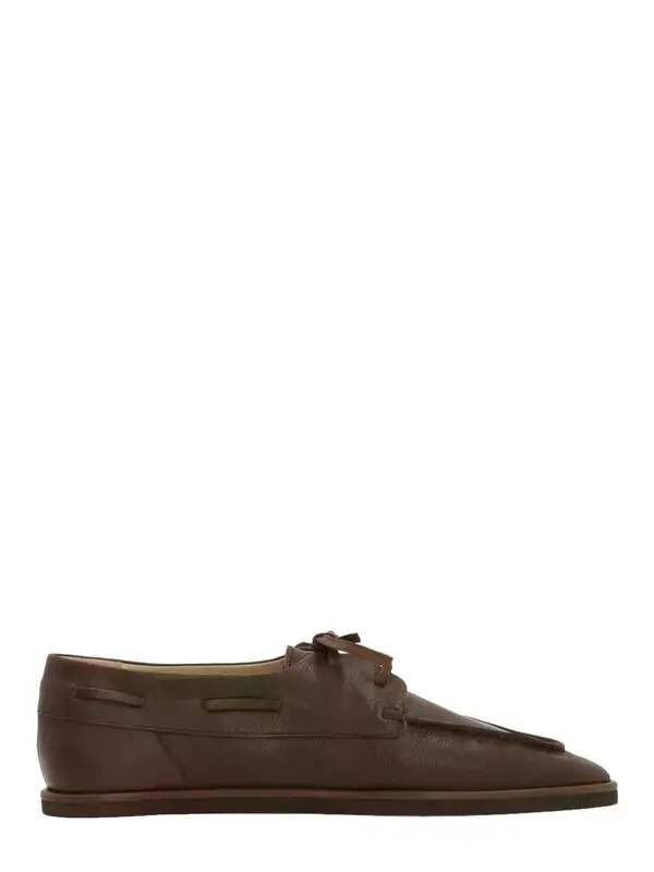 Auralee Lace-up Leather Loafers - Brown