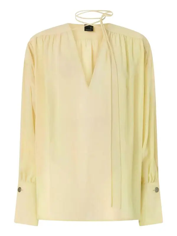 Pinko V-neck Cuffed Blouse - Yellow