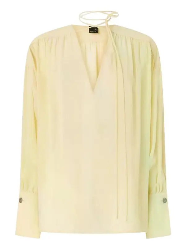 Pinko V-neck Cuffed Blouse - Yellow