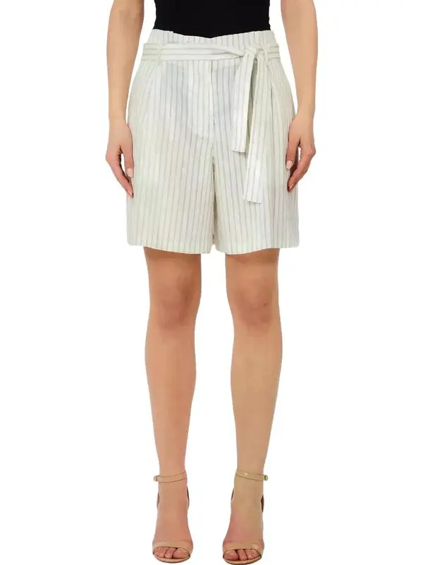 Liu Jo Striped Tie Belt Shorts - White