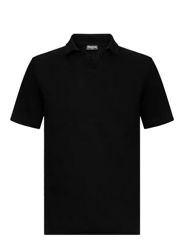FRANZESE COLLECTION V-neck Ribbed T-shirt - Black