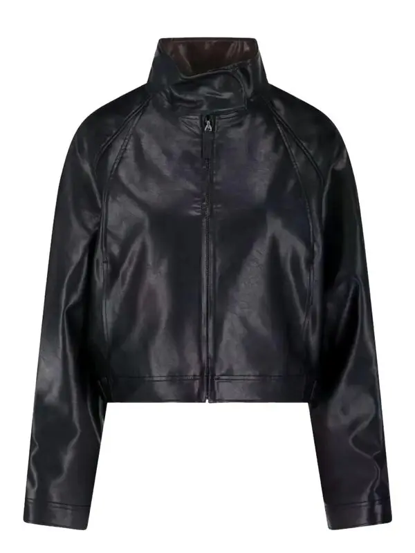 LOW CLASSIC Cropped High-neck Jacket - Black