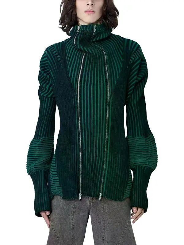 LUEDER Ribbed Zip-up Jacket - Green