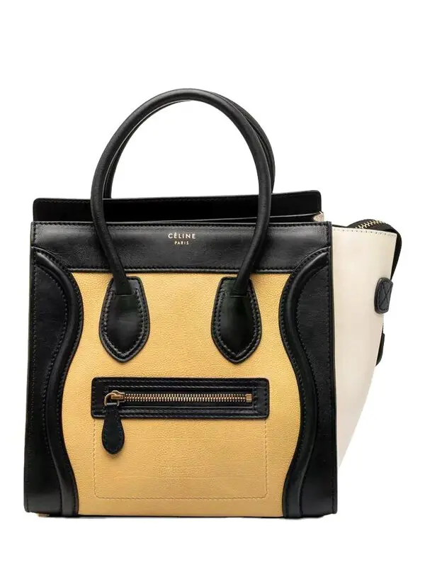 Celine 2013 Micro Tricolor Leather Luggage Tote Bag - Yellow