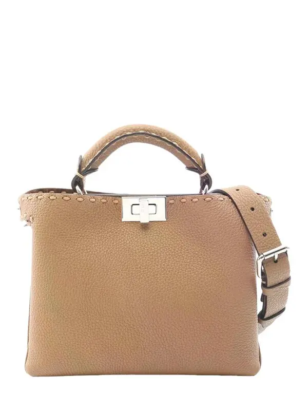Fendi 2010-2025 Small Calfskin Selleria Peekaboo Iseeu Satchel - Brown