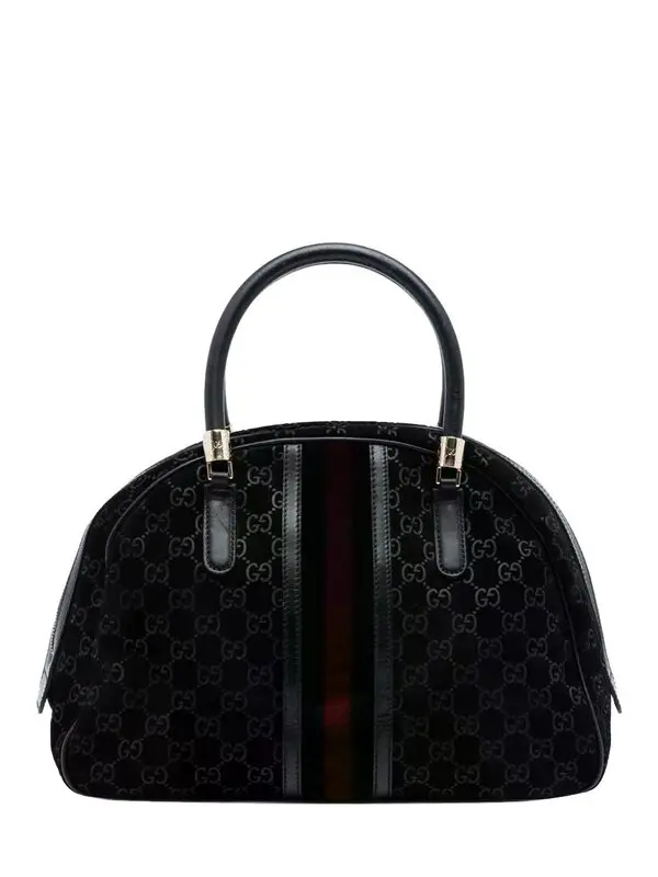 Gucci Gg Suede Web Dome Handbag - Black