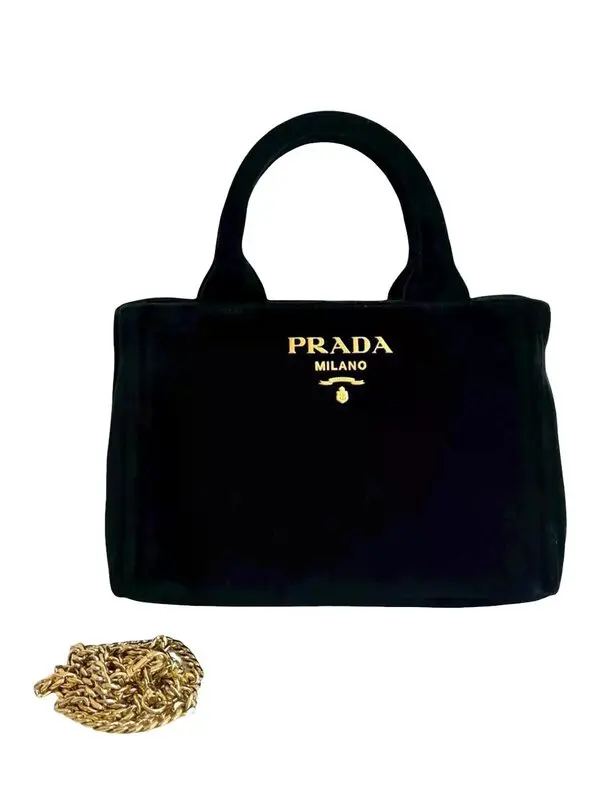 Prada Mini Velvet Canapa Chain Satchel - Black