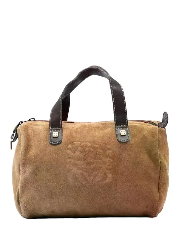 Loewe Suede Anagram Boston Bag - Brown