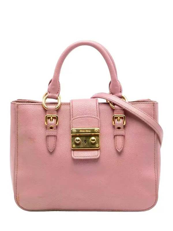 Miu Miu Goatskin Madras Satchel - Pink