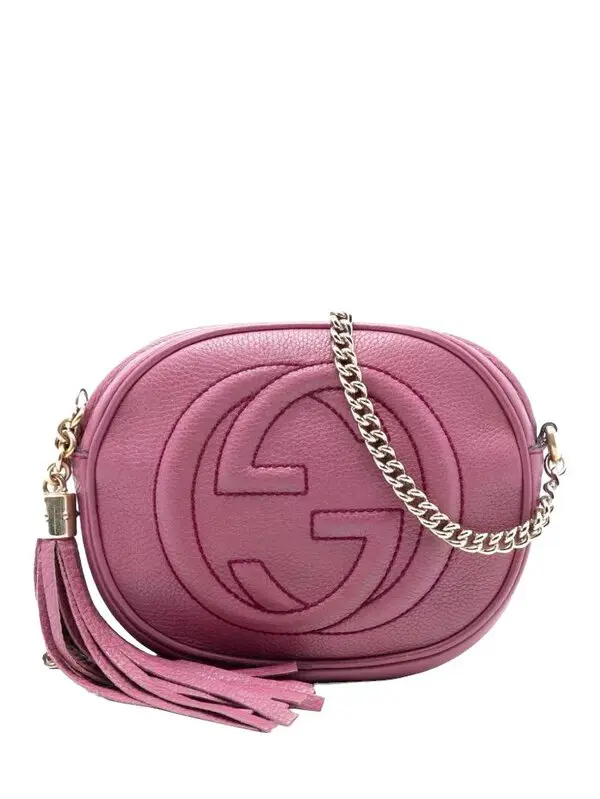 Gucci Mini Pebbled Calfskin Soho Chain Crossbody Bag - Pink