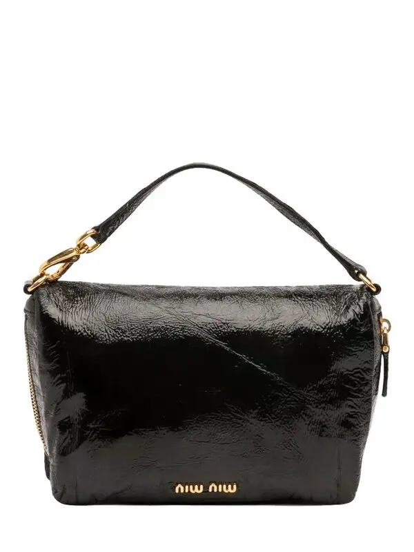 Miu Miu 1993-2000 Patent Zip Handbag - Black