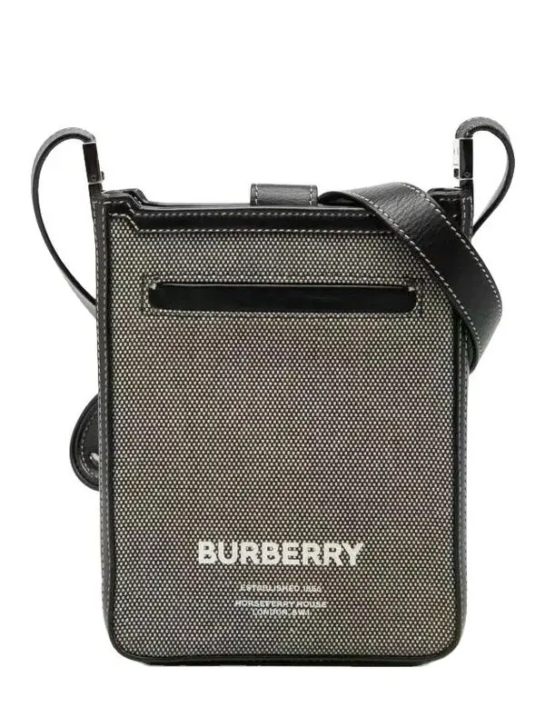 Burberry 2018-2023 Canvas Horseferry Print Crossbody Bag - Black