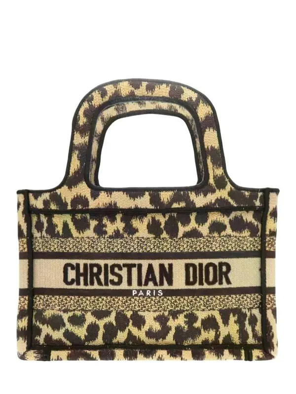Dior 2021 Mizza Mini Embroidered Leopard Book Tote Bag - Brown