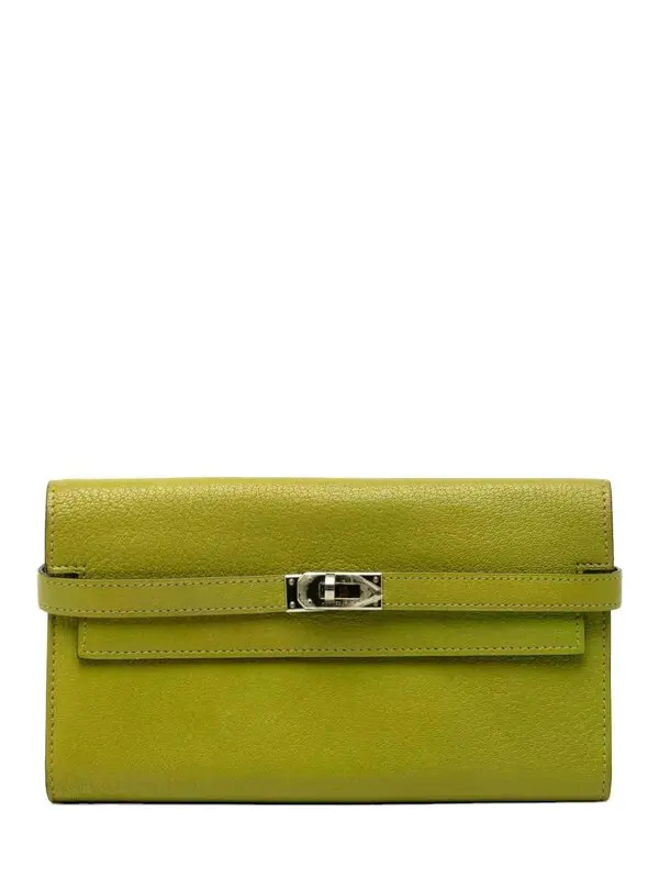 Hermès 2009 Chevre Mysore Kelly Longue Wallet - Green