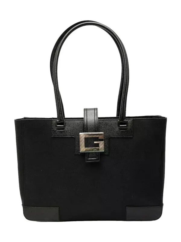 Gucci 1990-2000 Canvas Square G Tote Bag - Black